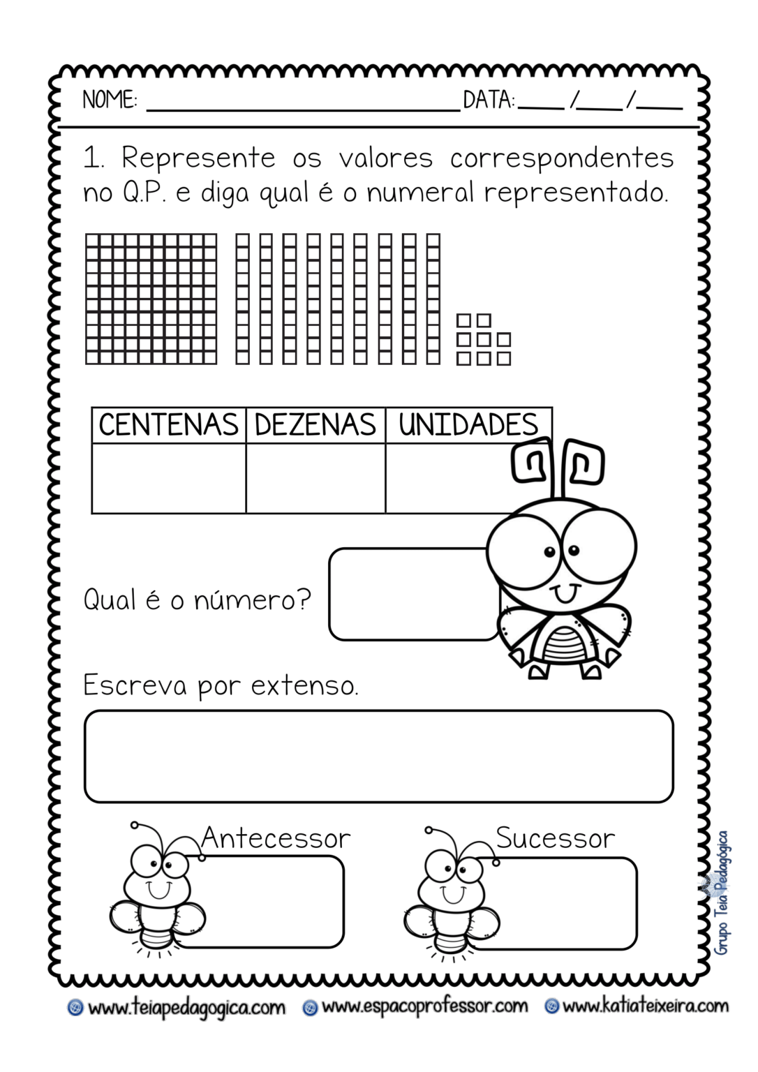 Atividades de matemática Sistema de numeração