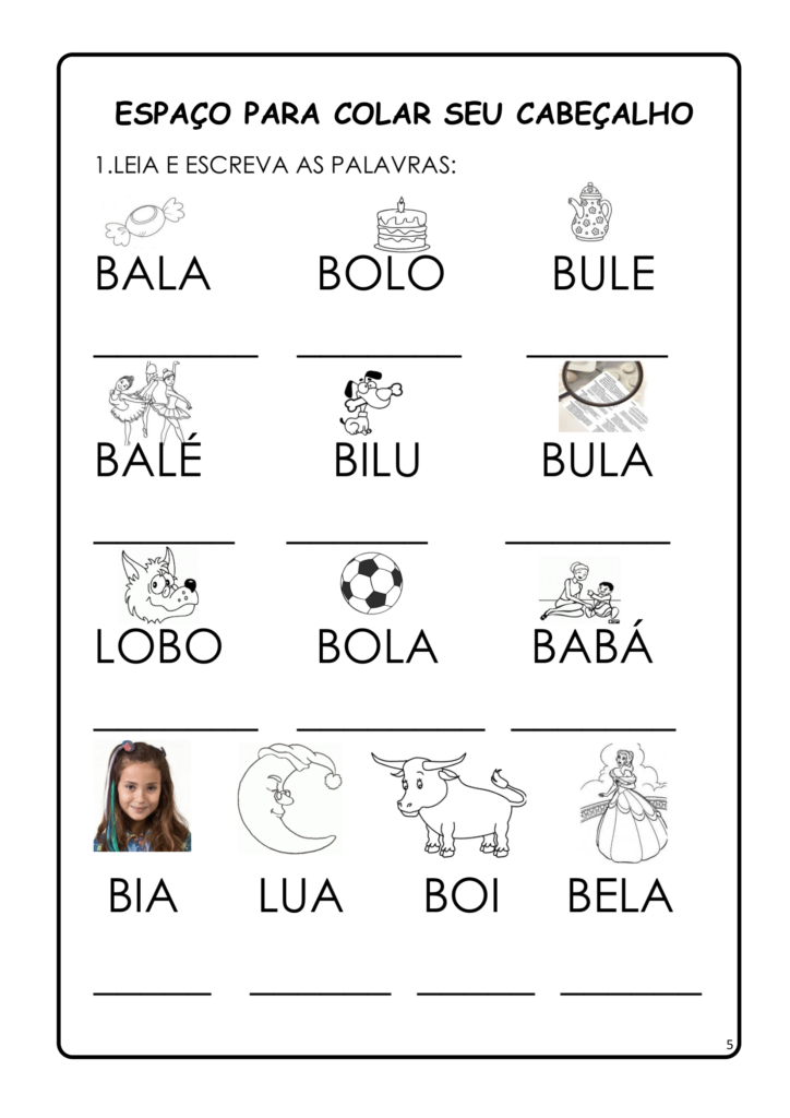 14 Atividades de alfabetização letra B para baixar em pdf