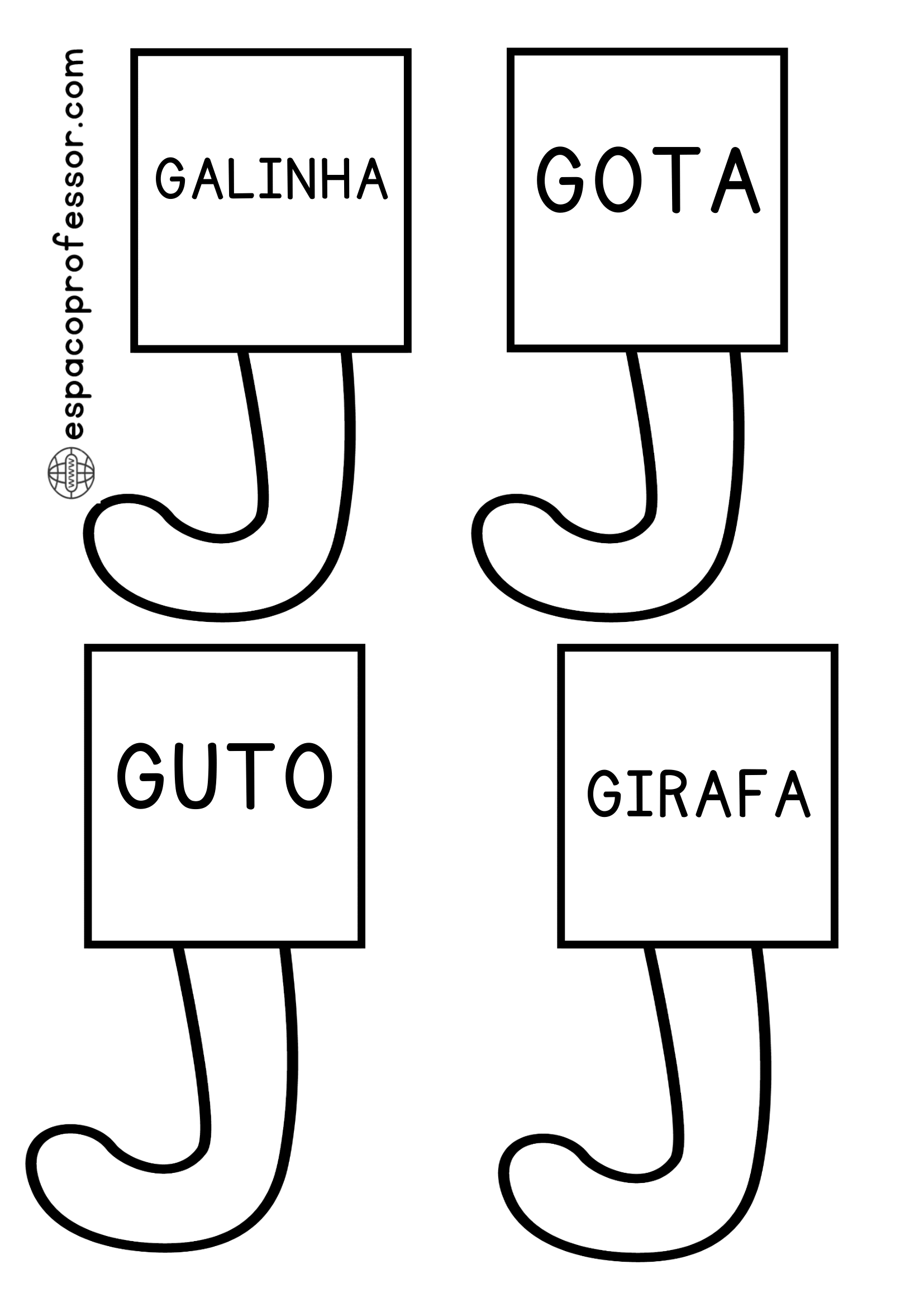 Letra G interativa Gato escondido - Para baixar e imprimir