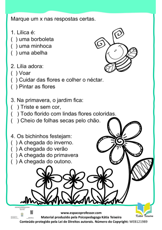 Sequência de Atividades primavera -atividades de português