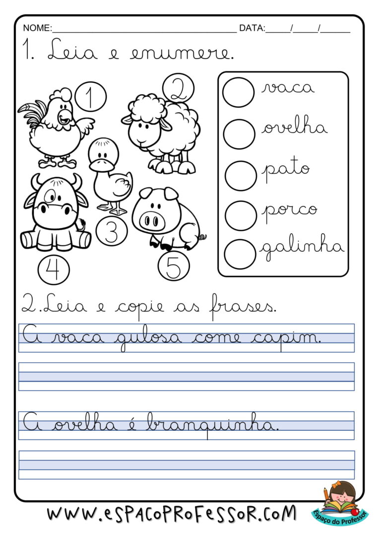 Atividades de caligrafia para alfabetização para imprimir