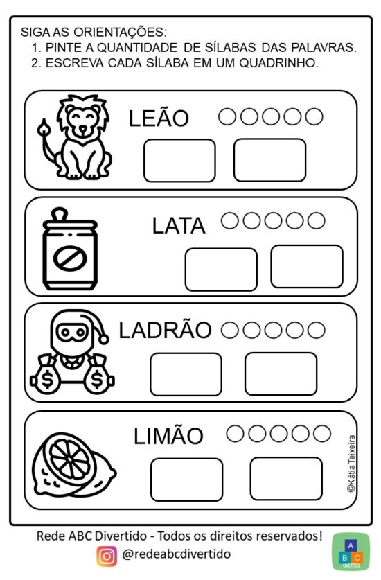 Pequeno texto com atividades Educação Infantil letra L