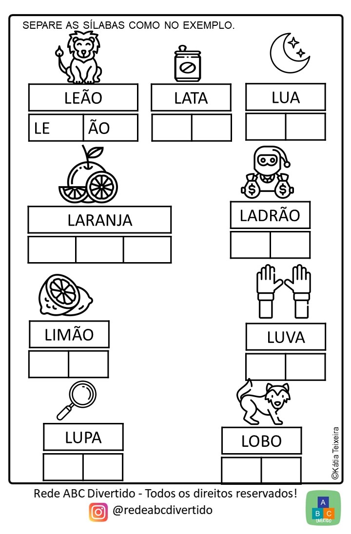 Pequeno texto com atividades Educação Infantil letra L