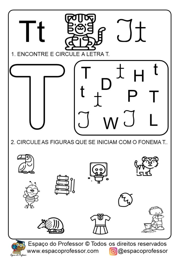 Atividades para educação infantil: atividade letra T