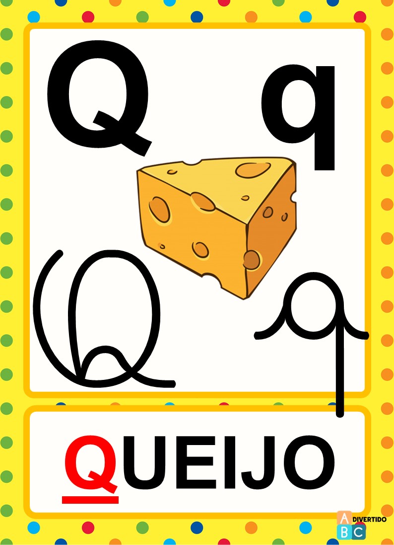 Alfabeto para imprimir em PDF com 4 tipos de letras, desenho e palavra