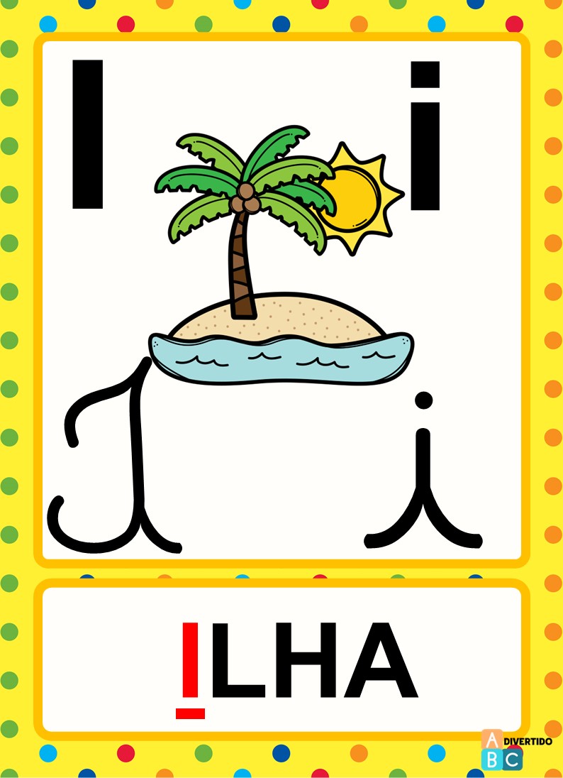 Alfabeto para imprimir em PDF com 4 tipos de letras, desenho e palavra