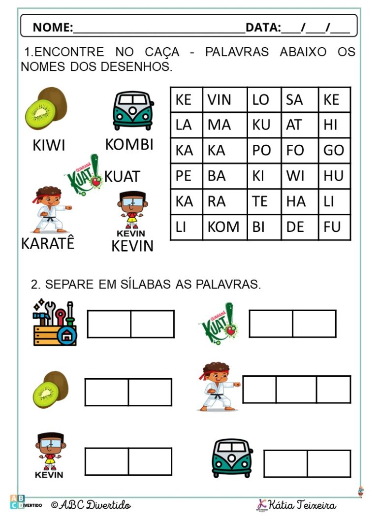 Atividades para alfabetização letra K para imprimir PDF