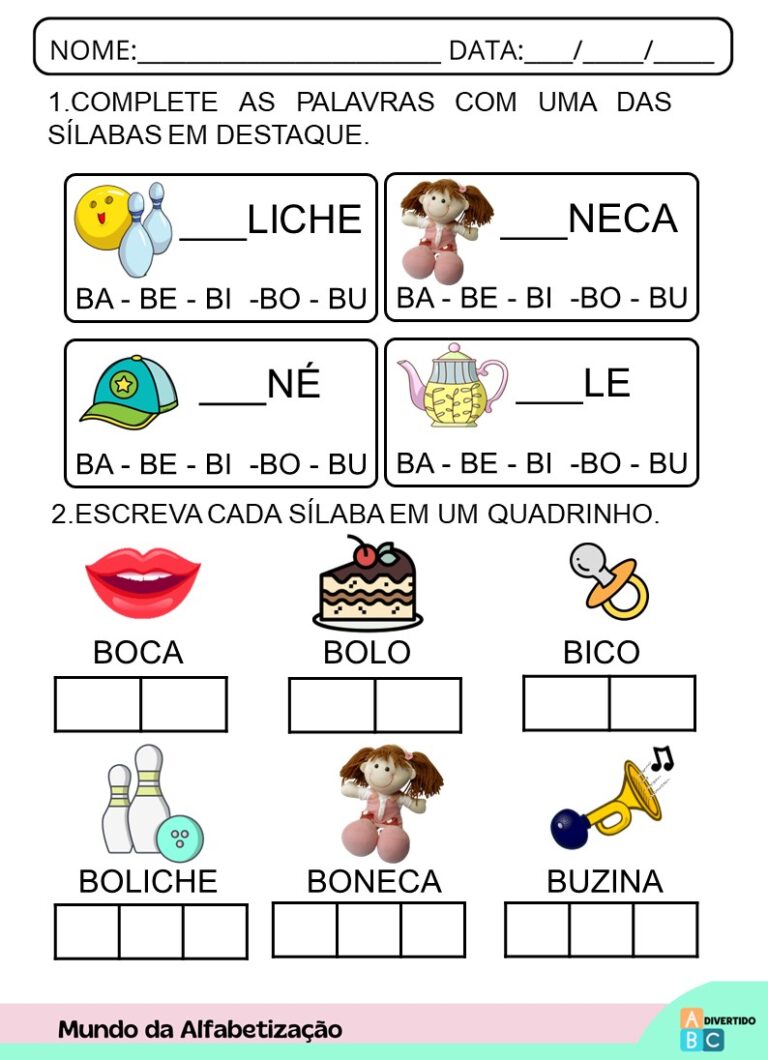 03 Atividades de alfabetização para trabalhar a letra B