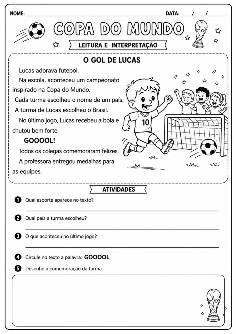 Atividades da Copa do Mundo para Alfabetização – Leitura e ...