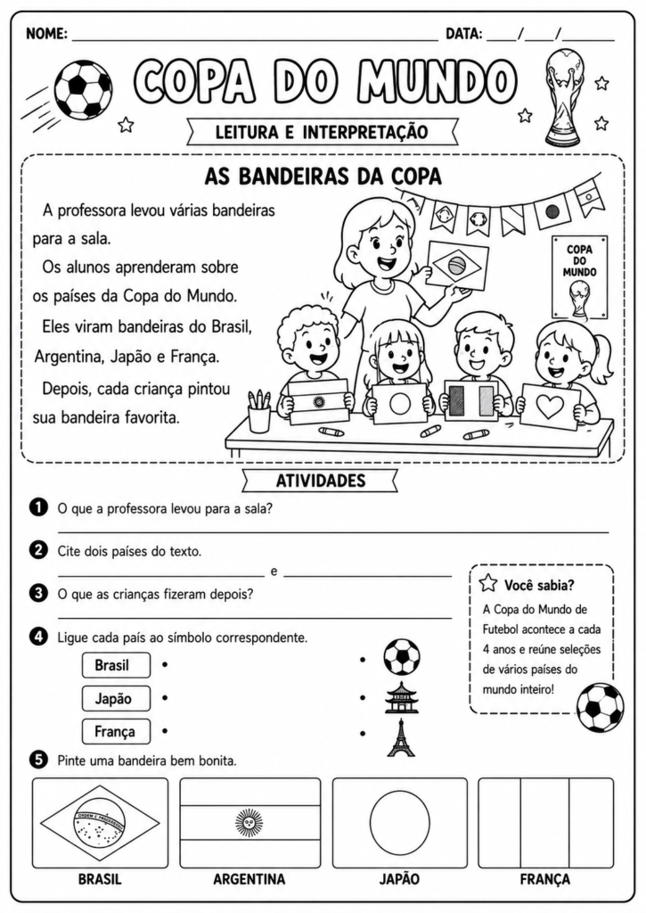 Atividades da Copa do Mundo para Alfabetização – Leitura e ...