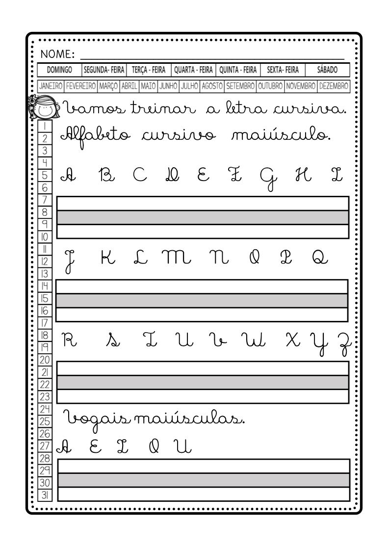 Caderno de Caligrafia grátis letras e palavras em pdf