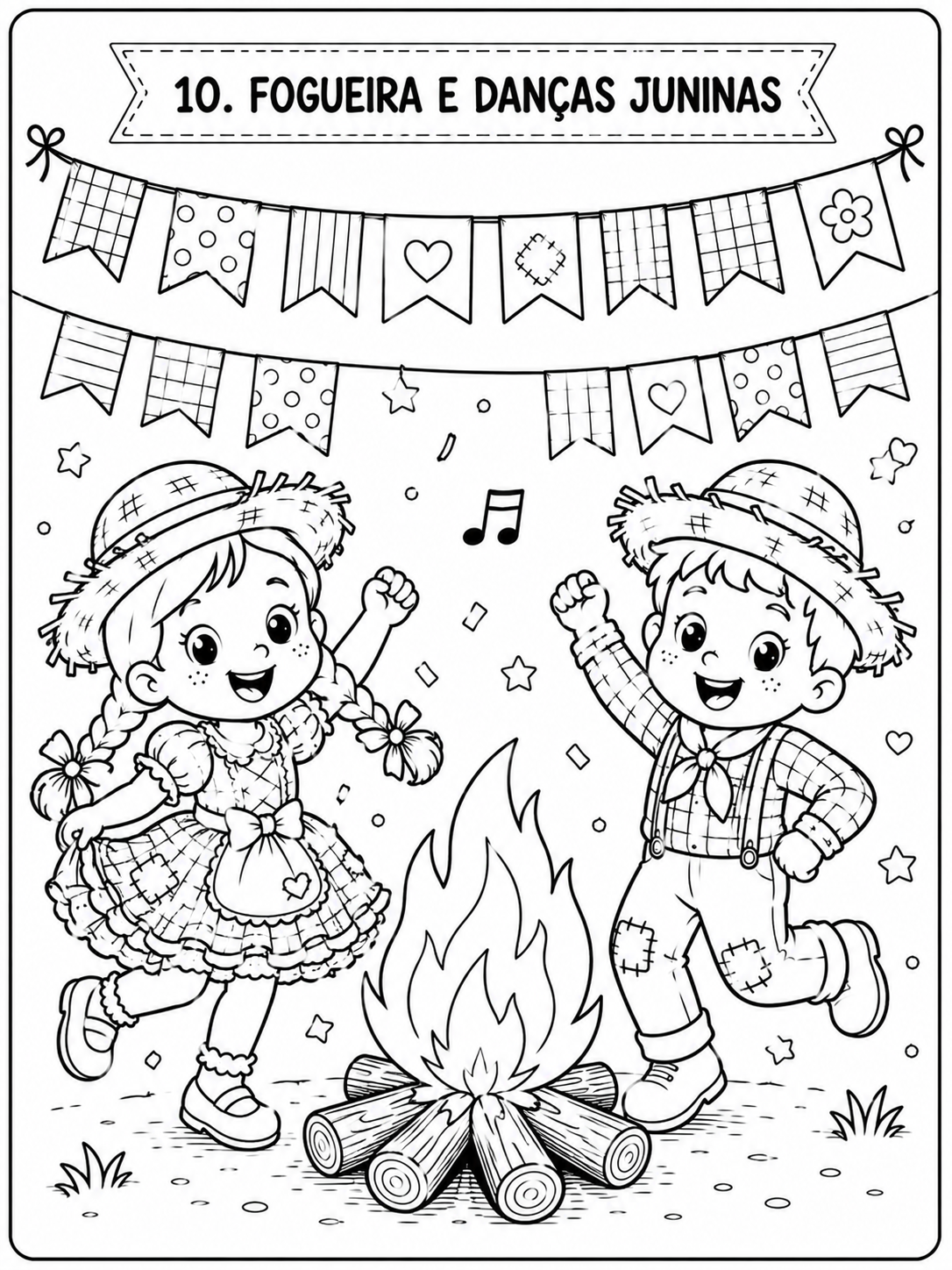 Lindos Desenhos para Colorir Festas Juninas
