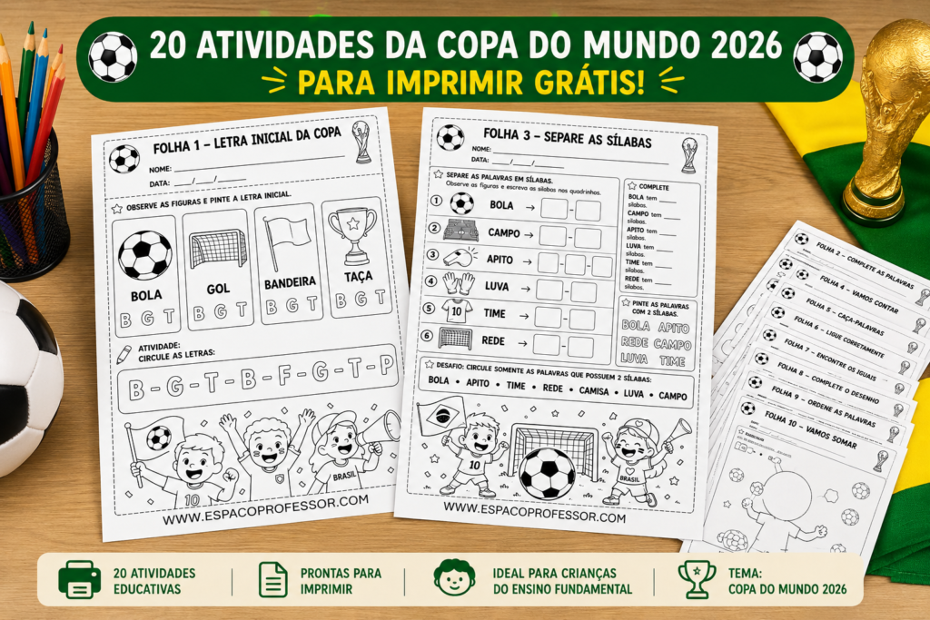 Atividades Copa do Mundo 2026 para Imprimir Grátis